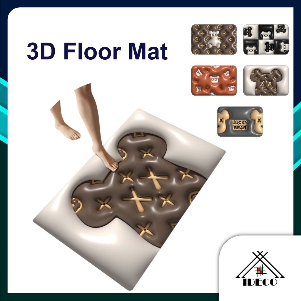 IDECO Viral New 3D Floor Mat for Bathroom Kitchen and Bedroom | Shopee Singapore