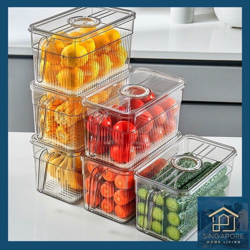Kitchen Modern Transparent Grocery Food Storage Box with Handle & Lid ...