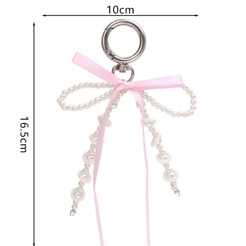 1 PC Pearl Bow Shaped Keychain - Girls Sweet Bowknot Ribbon Keyrings ...