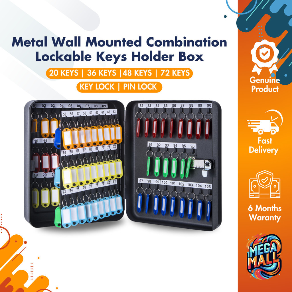 Metal Wall Mounted Combination Lockable Keys Holder Box for Home and ...