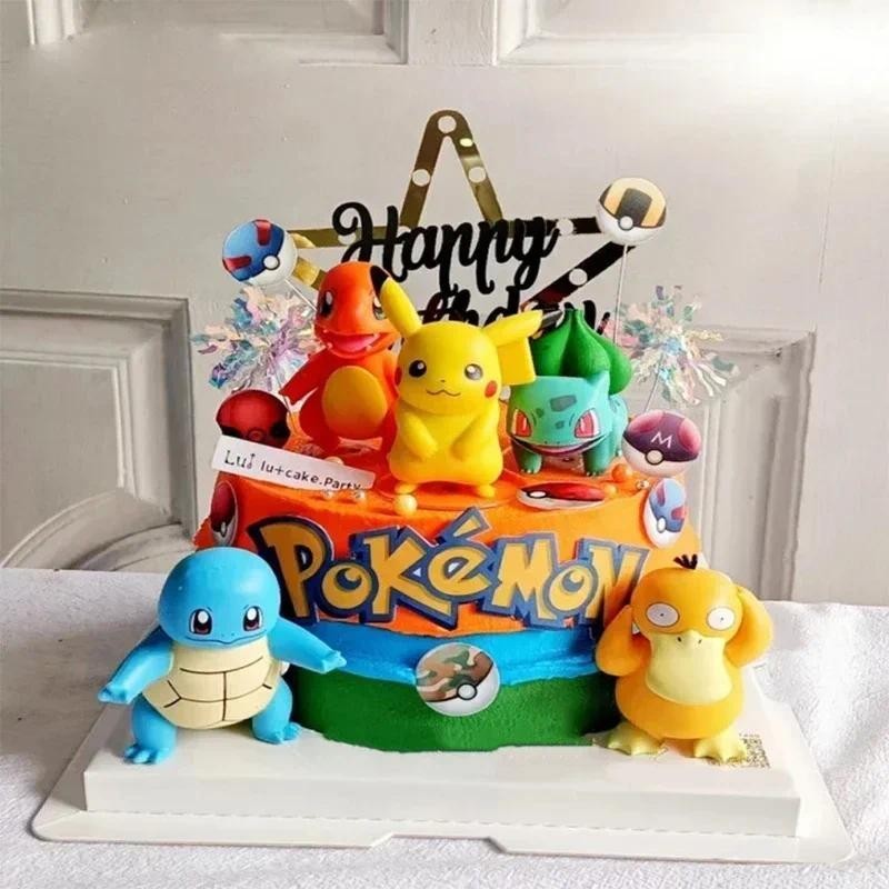 6Pcs/set Pokemon Happy Birthday Cake Toppers Cartoon Pikachu Kids ...