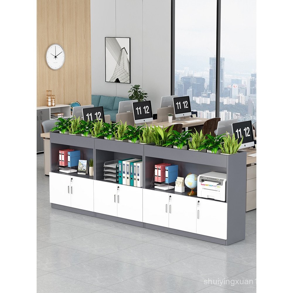 Office Aisle File Cabinet Table Side Planter Hallway Wooden Filing ...