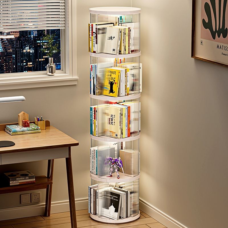 360 Degree Rotating Bookshelf Cylinder, Transparent Circular Student ...