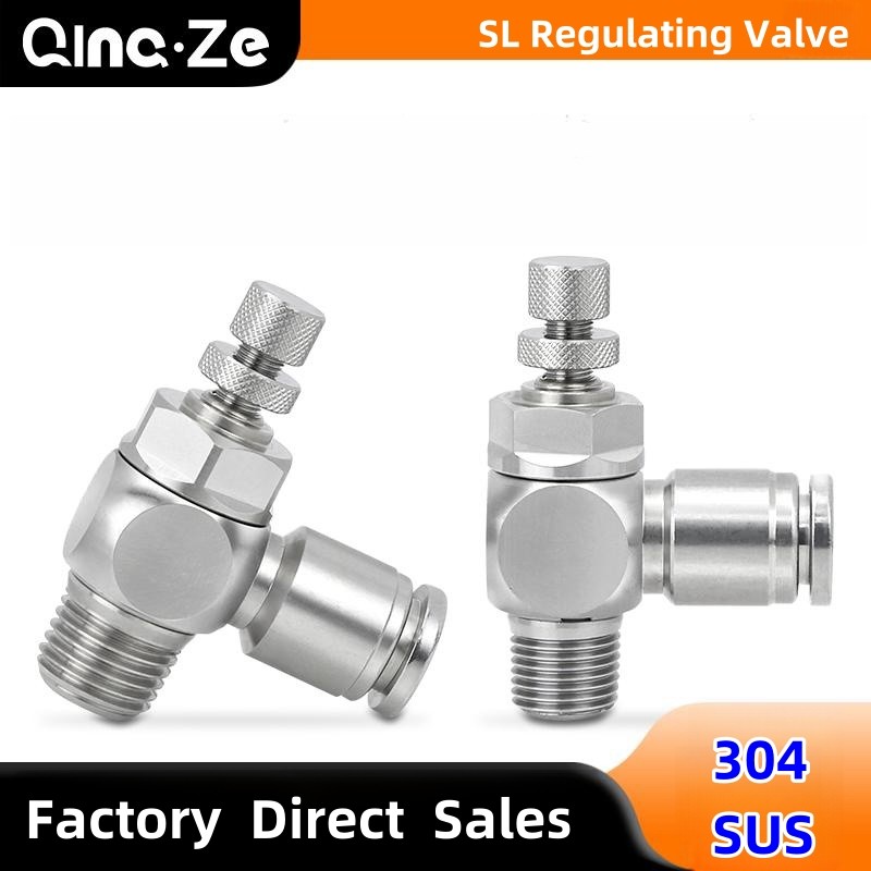304 stainless steel joints Pneumatic air pipe speed control valve SL8-02 cylinder throttle valve ...
