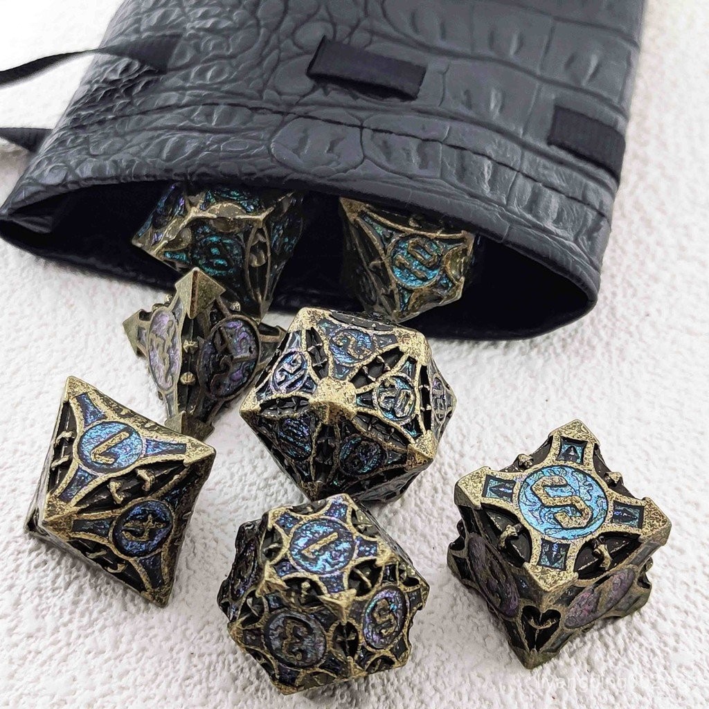 Solid Metal DND Dice Set TRPG Cthulu D20Polyhedral Dungeons & Dragons COC Running Group Board ...