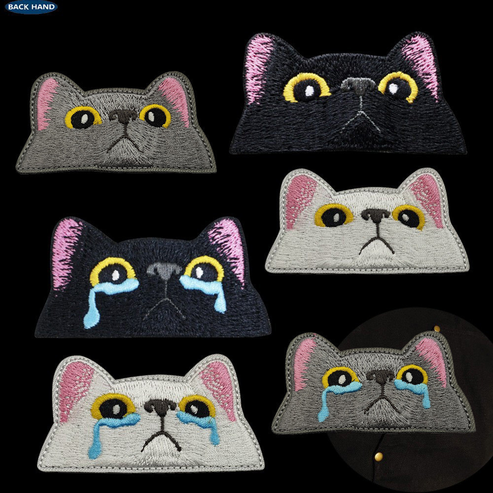 Haike Outdoor Pink Ears Black Cat Cloth Sticker Badge Embroidered ...