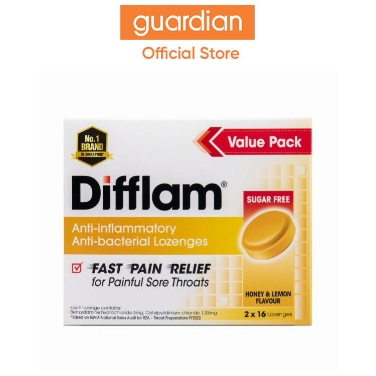 Difflam Anti-Inflammatory Anti-bacterial Honey Lemon Sugar Free ...