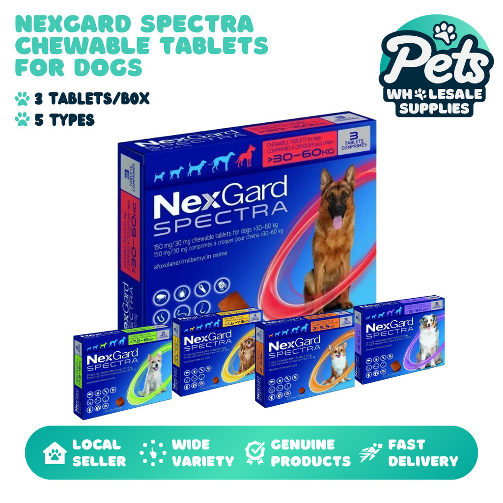 NexGard Spectra Chewable Tablets for Dogs 3 Tablets/Box All Breed Sizes ...