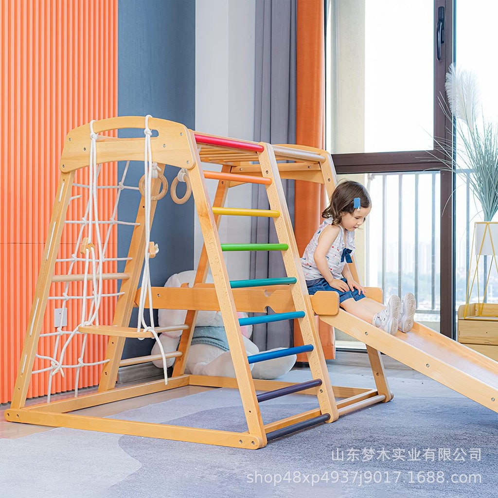 Wooden Children Climbing Frame Indoor Home Small Family Park Baby Rock ...