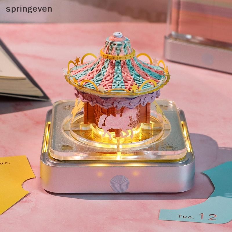[springeven] Carousel Desk Calendar With LED Lights 2025 Calendar Memo ...