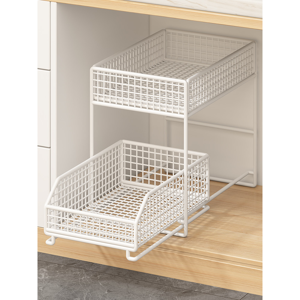 [48H Shipping] Kitchen Pull-Out Storage Rack Double-Layer Cabinet Inner ...