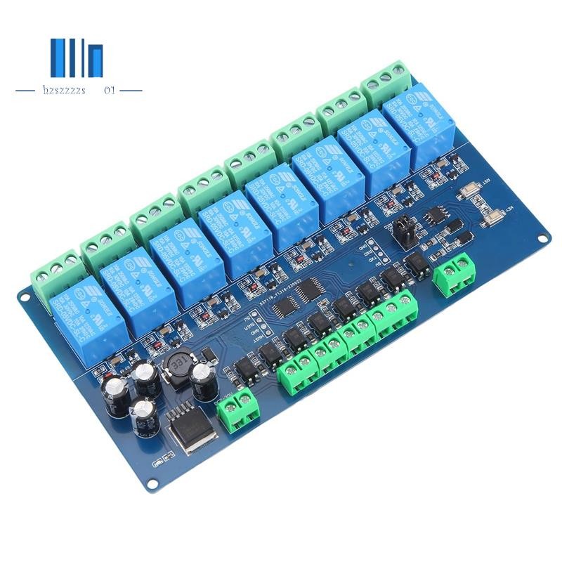 Modbus-Rtu 8 Channel Relay Module Modbus RTU 8 Switch Input RS485 Communication TTL Easy to Use ...