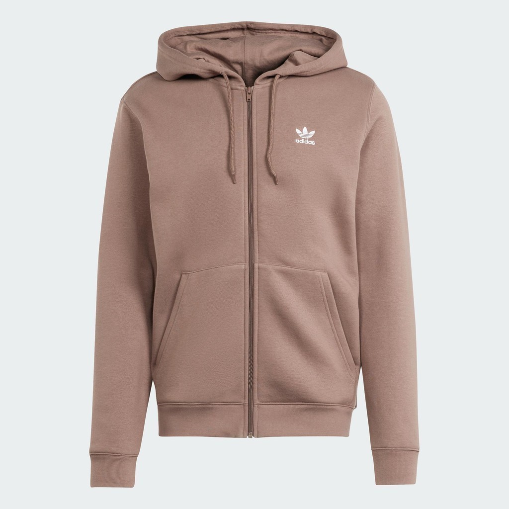 adidas Lifestyle Trefoil Essentials Full-Zip Hoodie Men Brown IR7832 ...