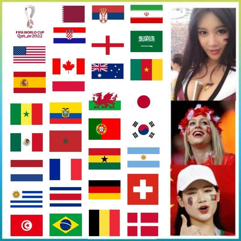 World Cup National Flag Tattoo Stickers 32 Strong Team Germany France ...