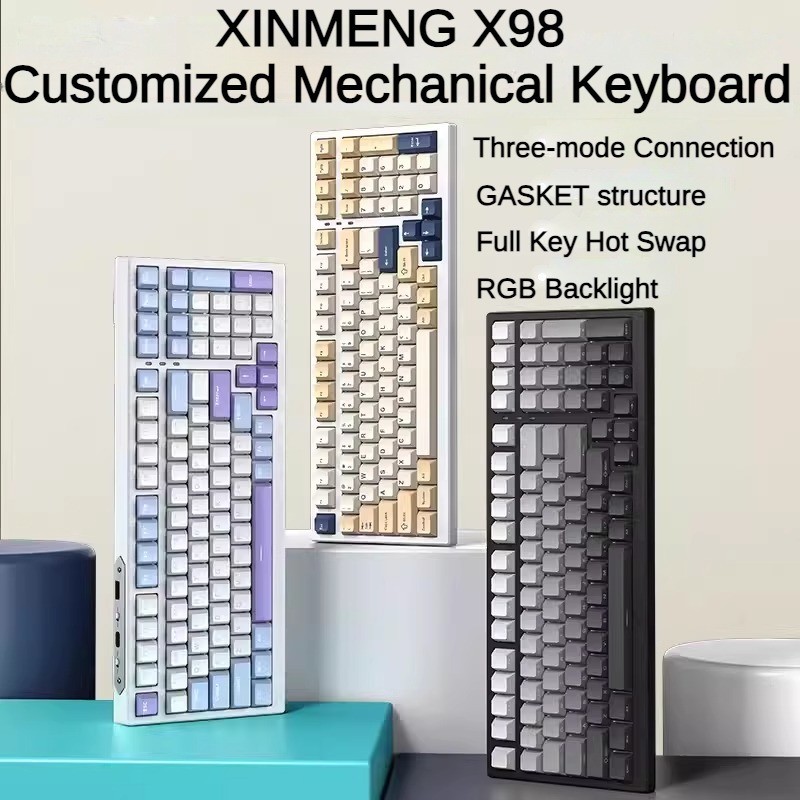XINMENG X98 Mechanical Keyboard 2.4g Wireless Bluetooth Three-mode Hot ...