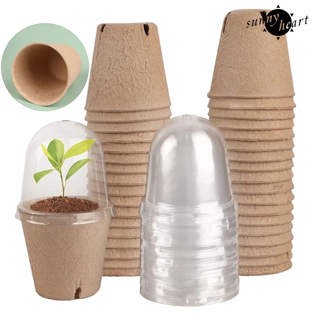 [SNNY] 10/20Pcs Plant Nursery Pots with Humidity Dome Eco-friendly ...