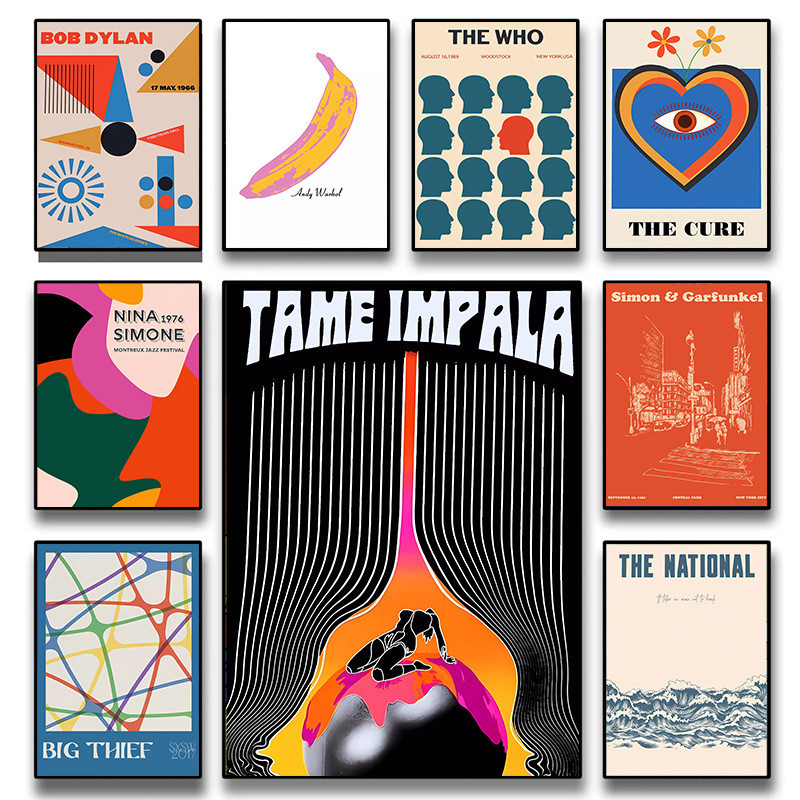 Retro Music Posters Performed By Various Bands Canvas Painting Print ...