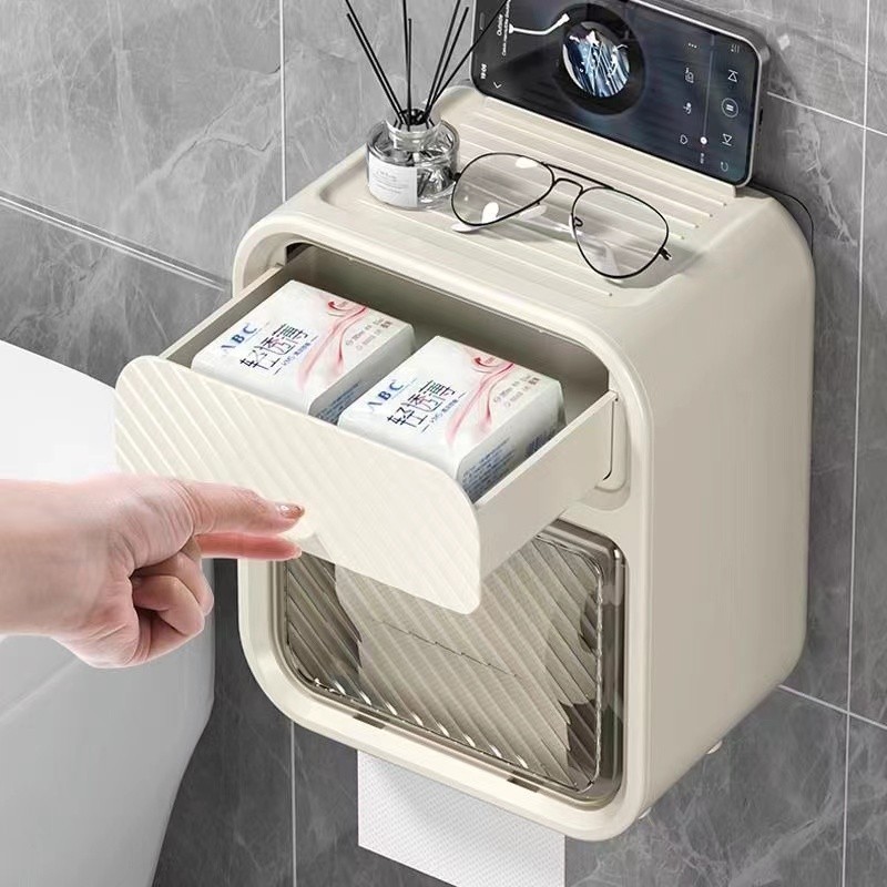 Toilet Paper Roll Tissue Box Holder Container Sanitary Multi Storage ...