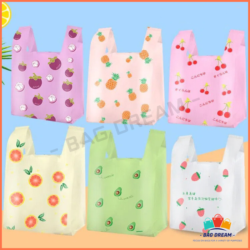 [100pcs Price] Multi-style Fruit Pattern Vest Plastic Bag For Food ...
