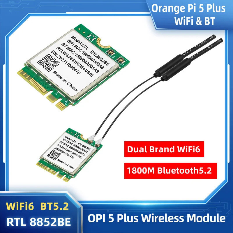 Orange Pi 5 Plus WiFi 6 + BT 5.2 Wireless Module RTL8852BE M.2 E Key ...