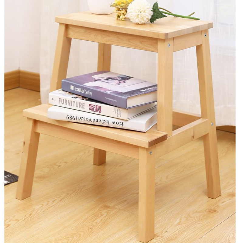 Solid Wood Step Stool Shoe Changing Stool Low Ladder | Shopee Singapore