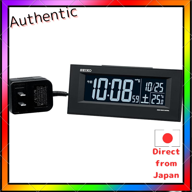 Seiko Clock Alarm Clock Radio-Controlled AC Digital Black DL209K SEIKO ...