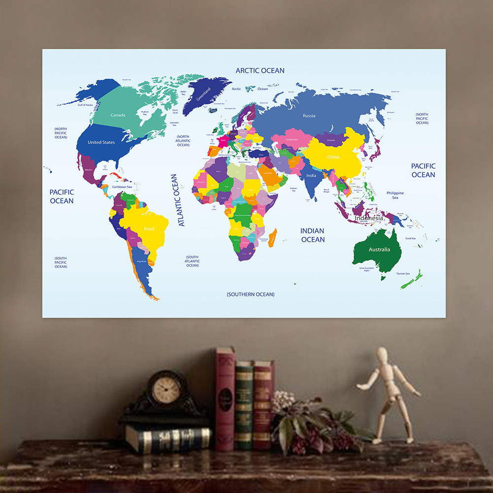 Map # The World Map English Version Educational Map Decorative Hanging ...