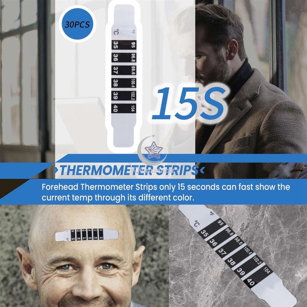 30 Pcs Forehead Thermometer Strips Adhesive Thermometer Strips Reusable ...