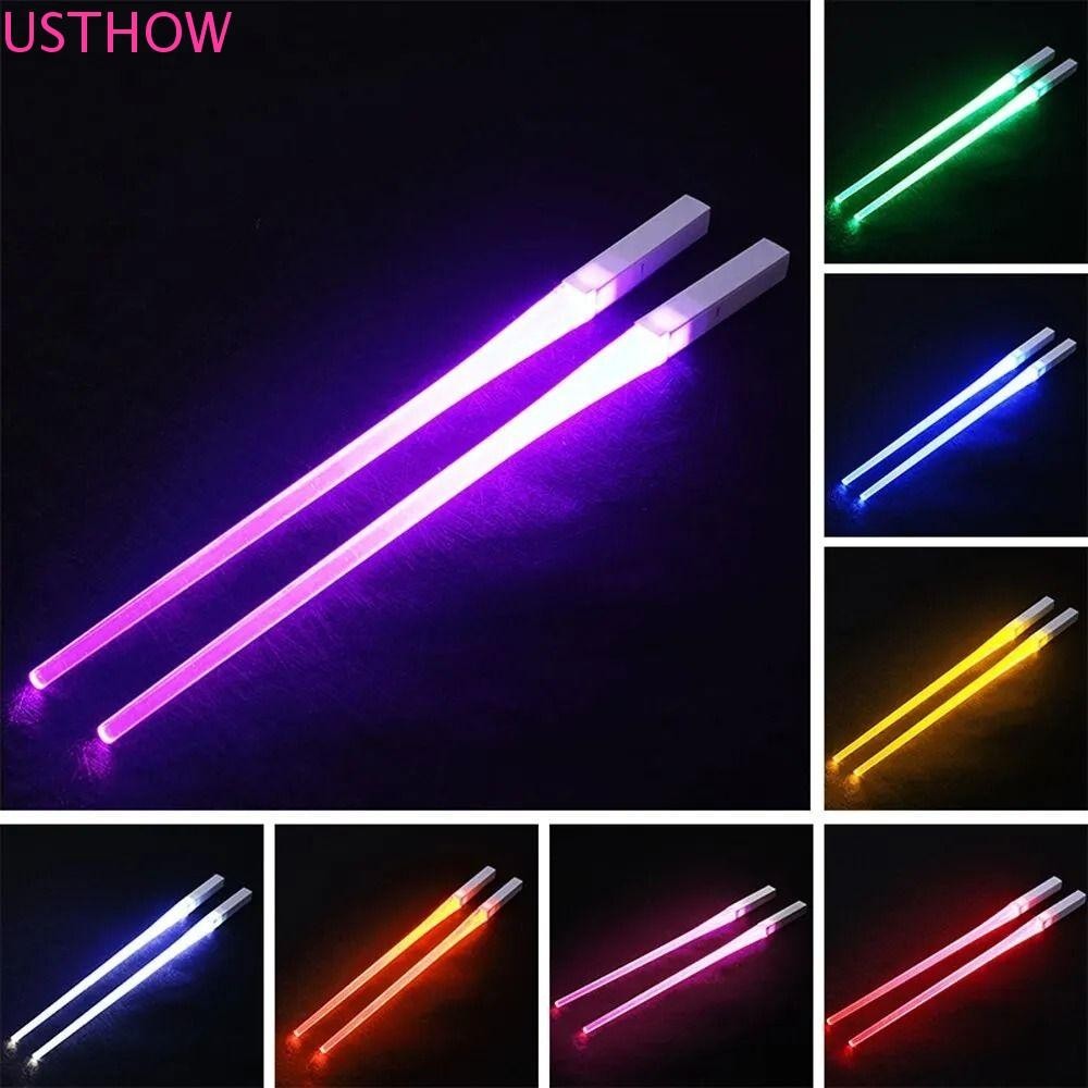 USTHOW 1pair Light Up Chopsticks, LED Colorful LightSaber Chopsticks ...