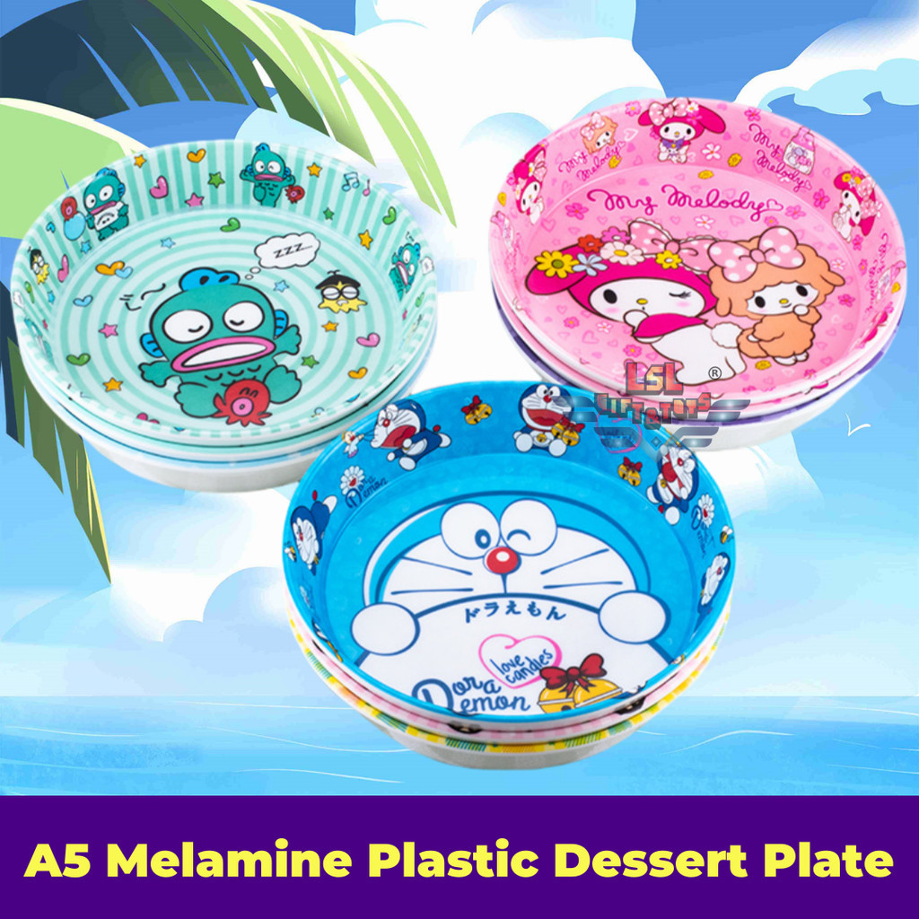 [H-424] LSL 6inch Melamine Plastic Dessert Small Plate Cartoon Kitty ...