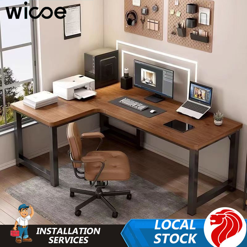 Wise Computer Table Corner Desk Office Table Commercial Grade L-Shape Table Study Table | Shopee ...