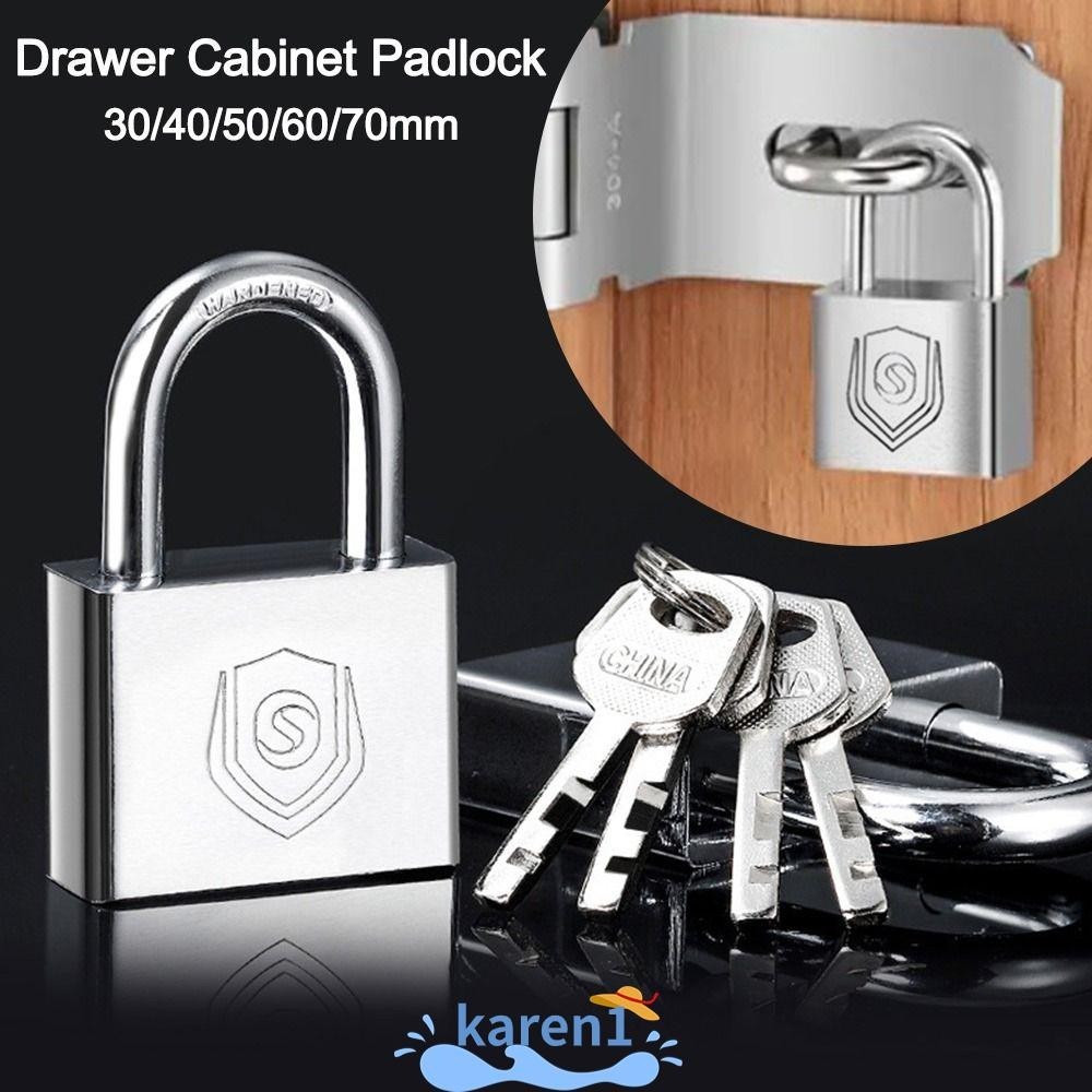 KA Drawer Cabinet Padlock, Stainless Steel Silver Backpack Zipper Lock ...