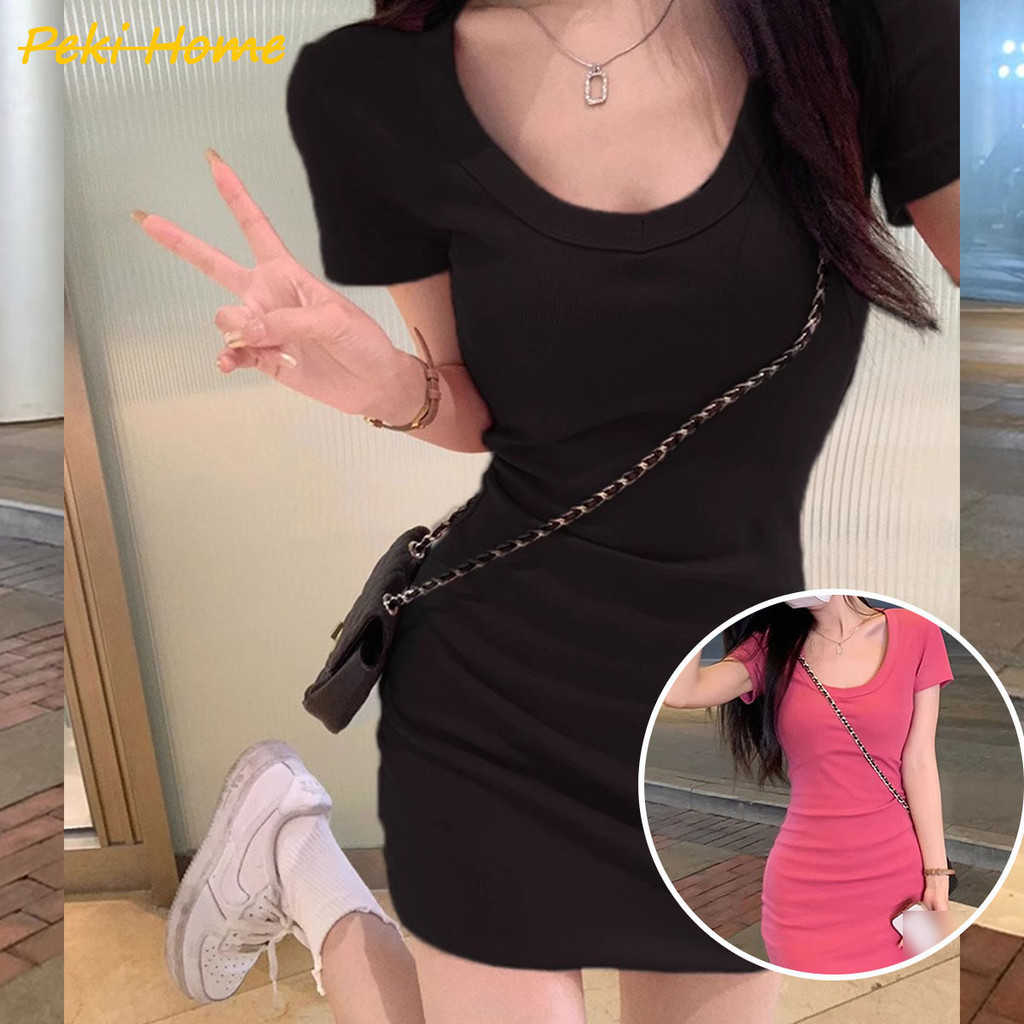 Beautiful Color Mini Dress Korean Style Design Bright Colors | Shopee ...