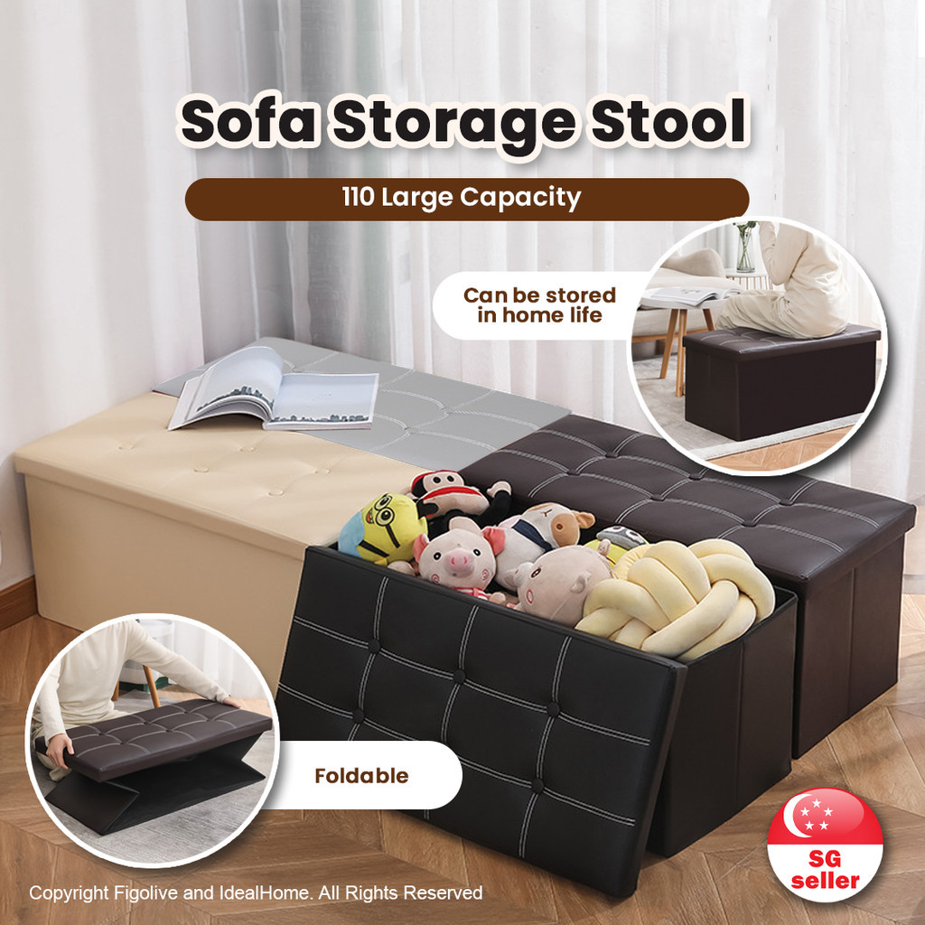 PU Leather Storage Sofa Bench | Ottoman | Storage Stool | Foldable ...
