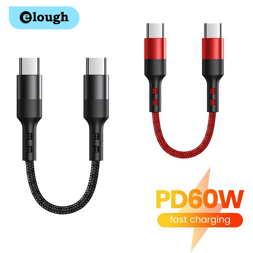 Elough 0.3M PD60W Short Type C Cable Nylon USB C To Type C Fast ...