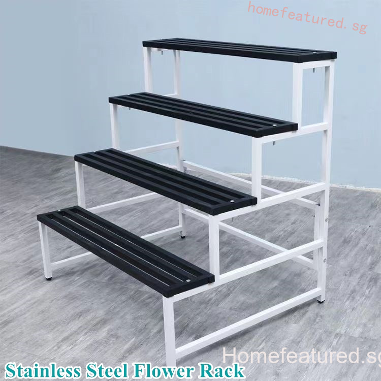 Stainless Steel Flower Rack Solid Wood Metal Plant Display Rack ...