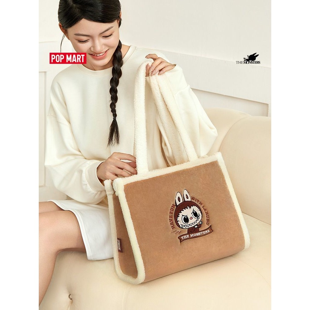 POPMART Pop Mart Bag Classic Series LABUBU Plush Tote Bag Brown Cute ...