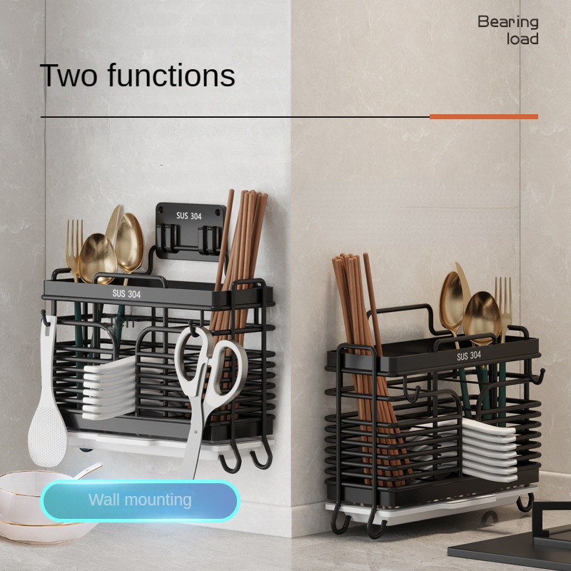 Kitchen Chopstick Storage Rack Countertop Cutlery Holder Wall Mounted ...