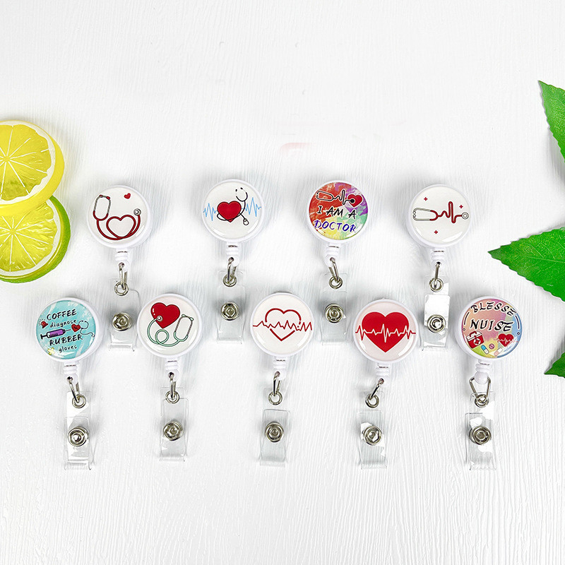 Nurse Card Clip Acrylic Retractable Badge Reel Doctors Name Tag Medical ...