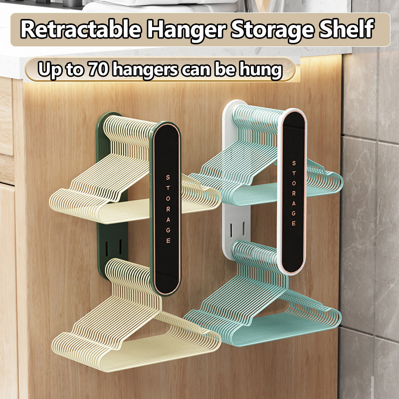 Retractable Hanger Storage Shelf Household Telescopic Wall Mounted Wall ...
