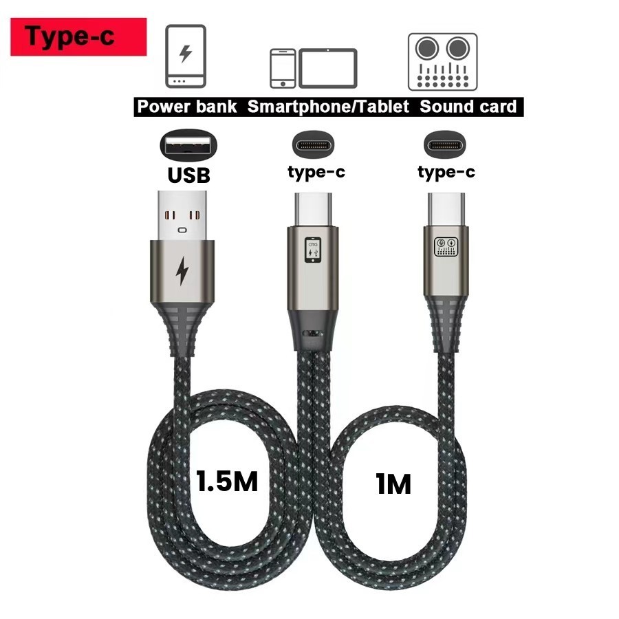 For Microphone Live Sound Card Cable Data Charging Cord Type-C Micro ...