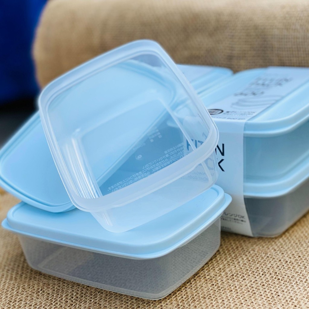 Set of plastic boxes with flexible lids 300ml and 600ml (Mint green ...