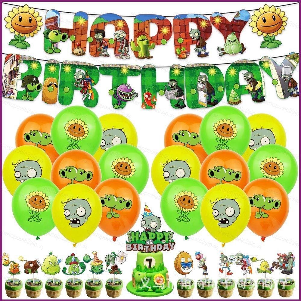 Plants vs Zombies Theme kids birthday party decorations banner cake ...