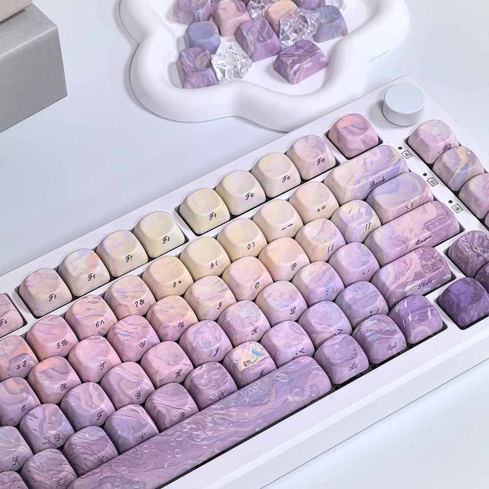 136 Keys Mermaid Keycaps Purple Dreamy Theme MOA/Cherry Profile PBT ...