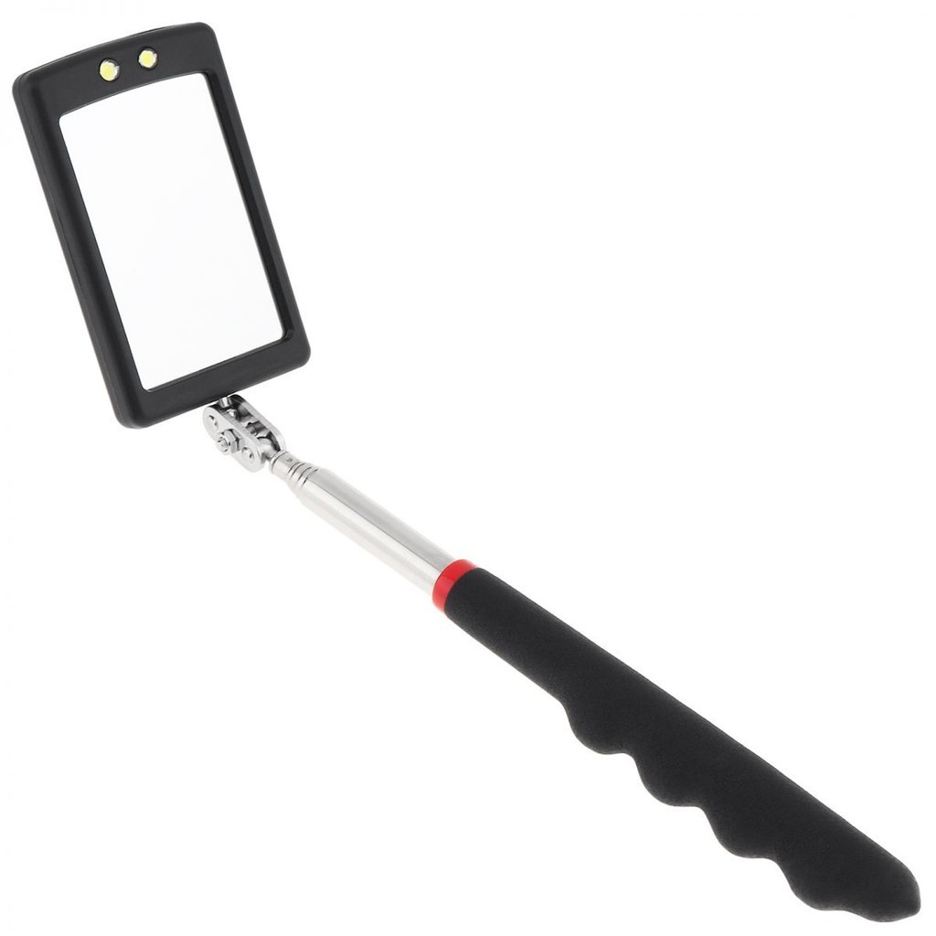 360 Swivel Telescoping LED Lighted Flexible Inspection Mirror Square ...