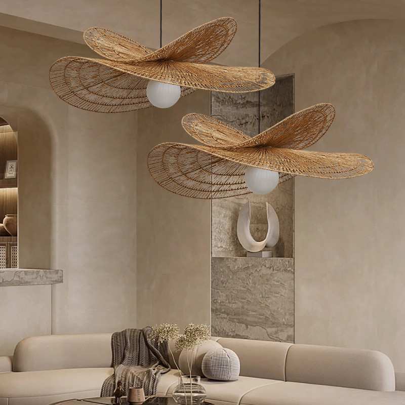 Wabi Sabi Drop Ceiling Light Japanese-style Hand-woven Rattan ...