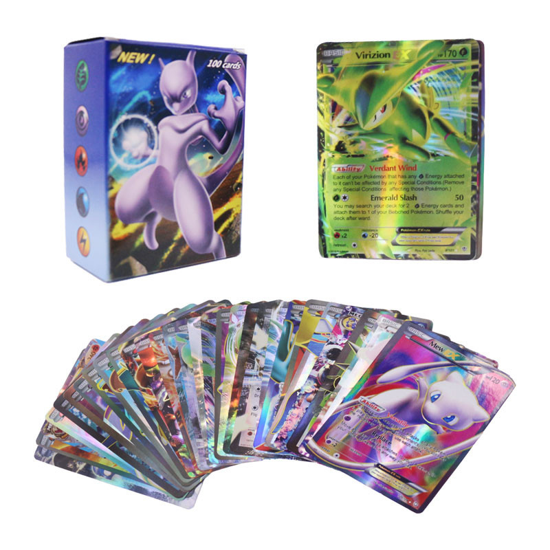 100pcs Charizard Cards EX MEGA Pikachu Anime Shiny Trading Card Game ...