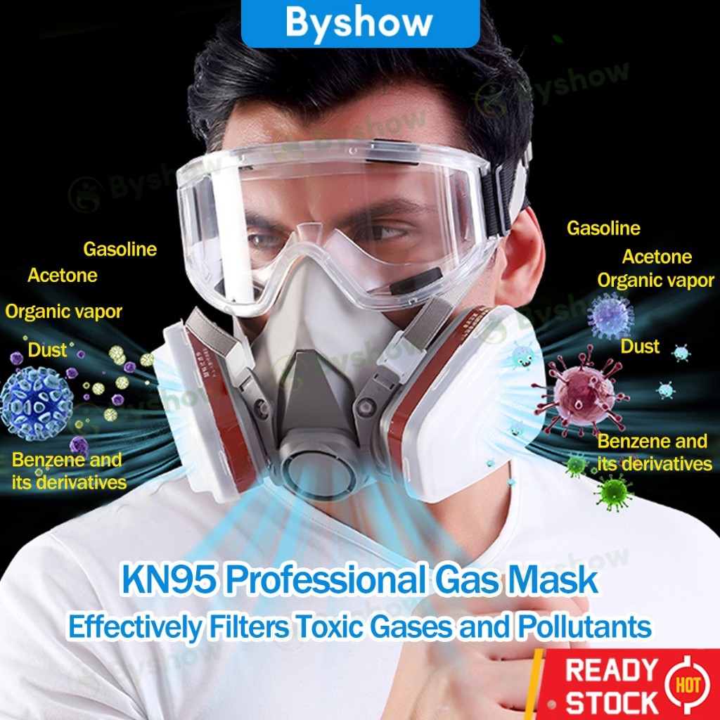 【Byshow】Gas Mask KN95 Filter cotton Dust Mask Protection Toxic Vapor ...
