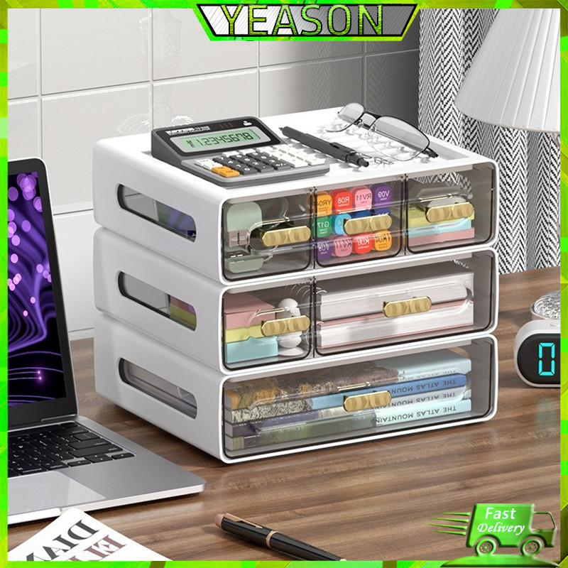 Desktop Storage Box Tidy Box Multi-layer Stackable Drawer-style ...