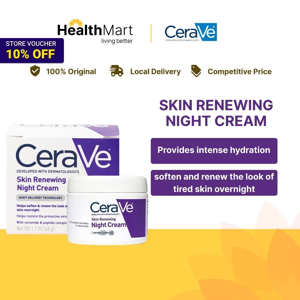 [SG] CeraVe Night Cream for Face, Skin Renewing Night Cream with ...